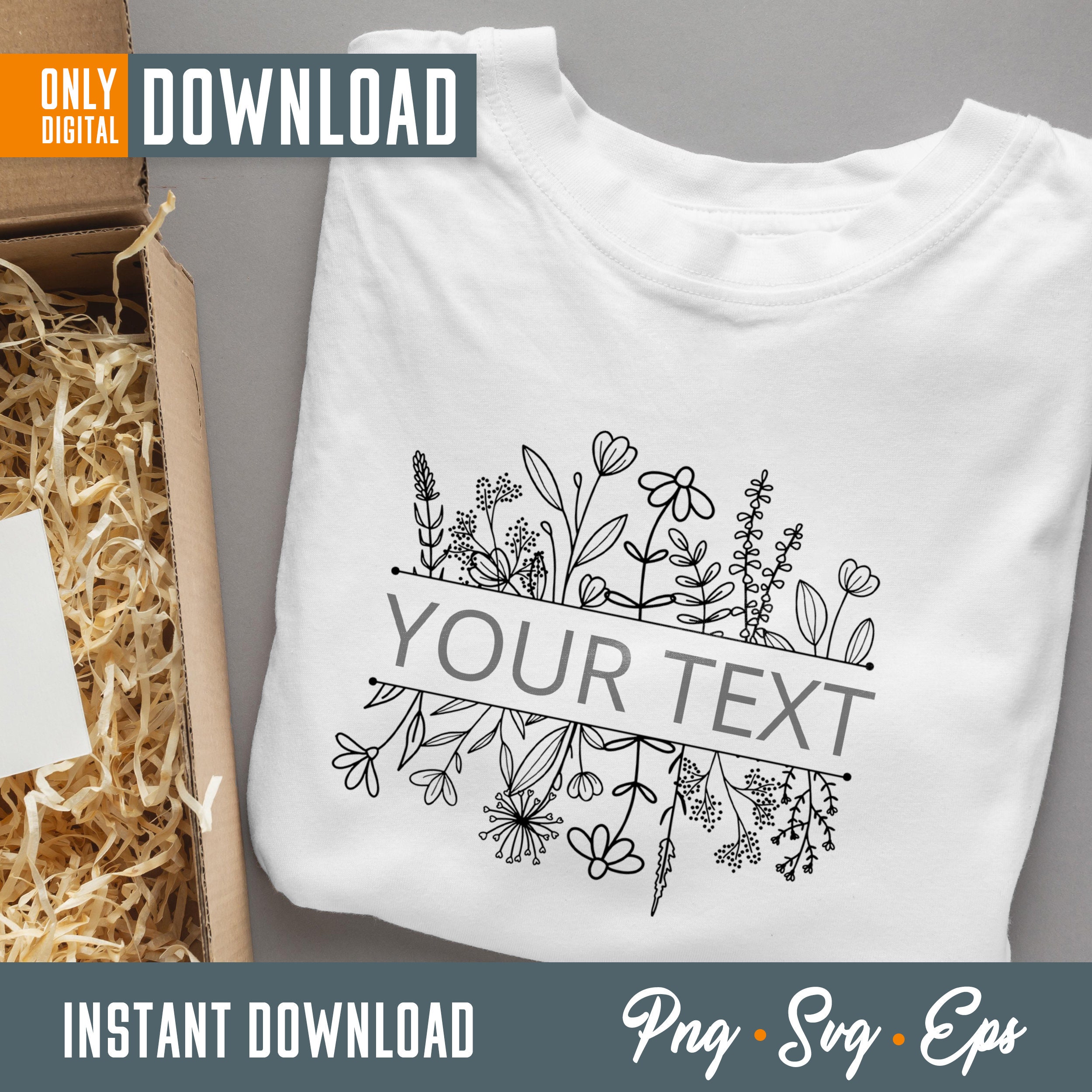 Wildflower Border SVG, Floral Frame Clipart, Wedding Monogram (digital ...