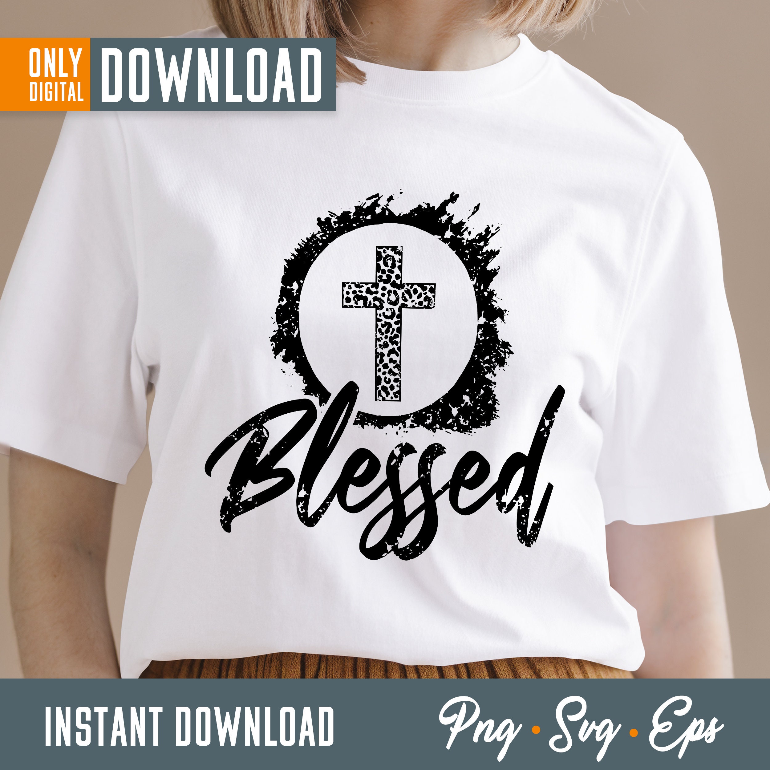 Retro Blessed Leopard Cross SVG, Christian PNG EPS (digital Download ...
