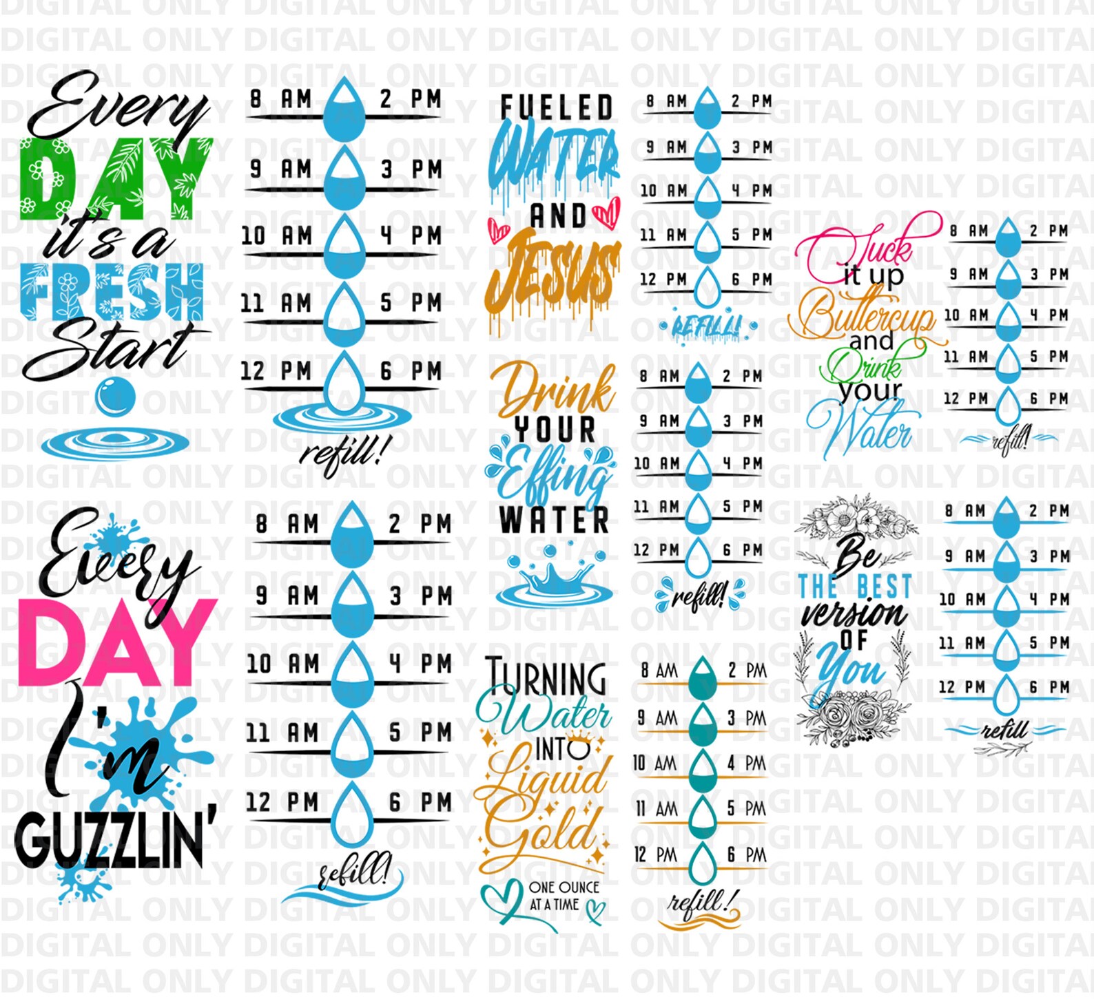 Water Level Tracker Svg Bundle Water Bottle Svg File - Etsy