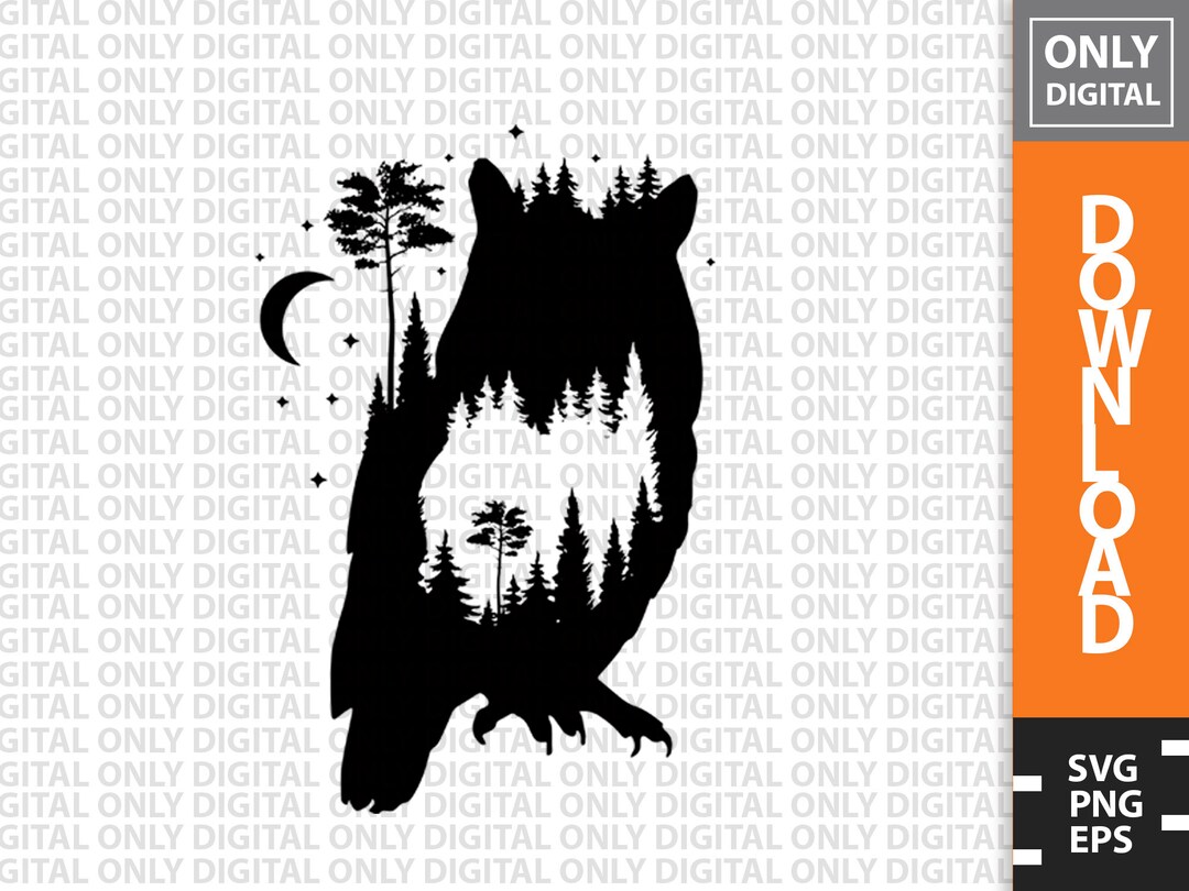 Owl Svg File , Owl Art , Mountain Owl Bundle , Night Sky Clipat , Owl ...
