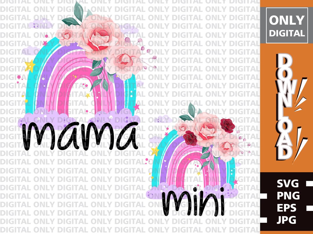 Floral Rainbow Mama Mini PNG SVG, Mommy Design (digital Download) - Etsy
