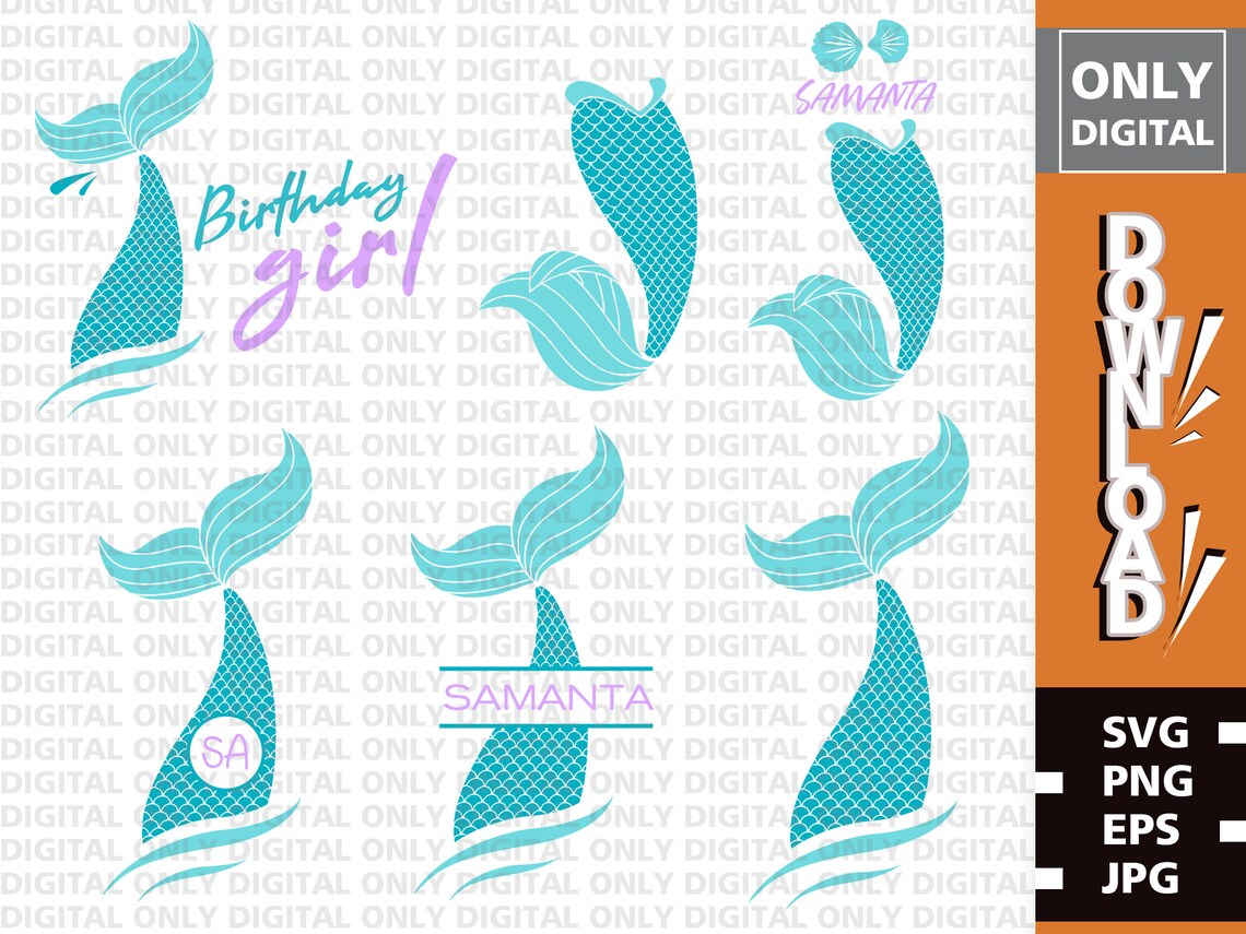 Mermaid Monogram Svg Mermaid Tail Svg Mermaid Svg Cut File | Etsy