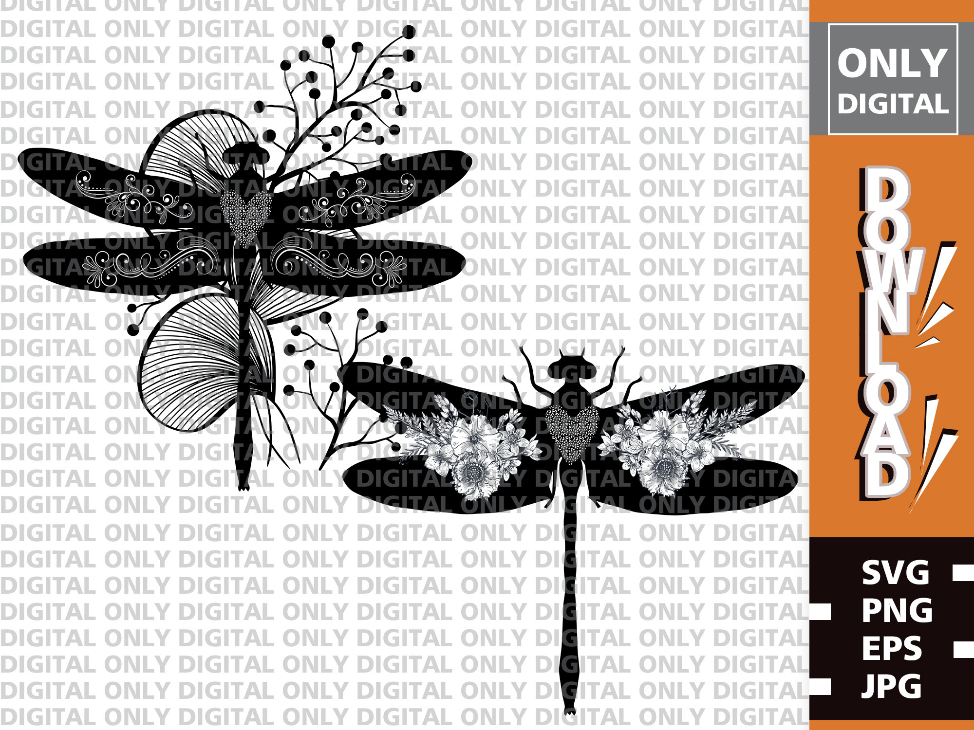 Floral Dragonfly Vector File Dragonfly Svg Mandala | Etsy