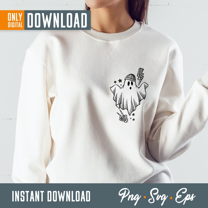 Retro Ghost SVG, Cool Halloween PNG Sublimation (digital Download) - Etsy