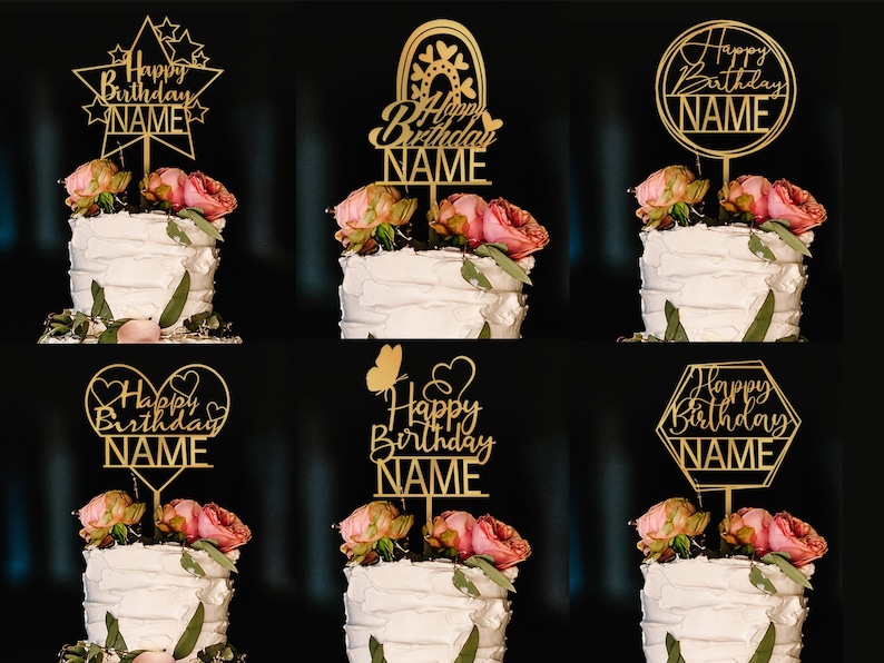 Happy Birthday Cake Topper Svg Bundle Cake Topper Svg Happy - Etsy