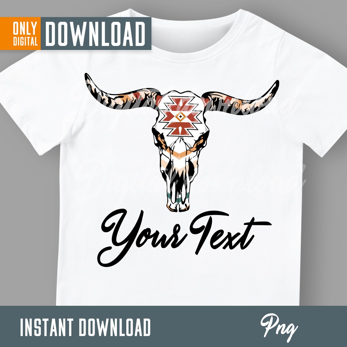 Cow Print Aztec Bull Skull PNG, Western Clipart (digital Download) - Etsy