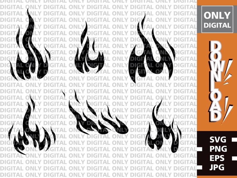 Flames Svg Flames PNG Flames Clipart Flames Bundle Fire | Etsy