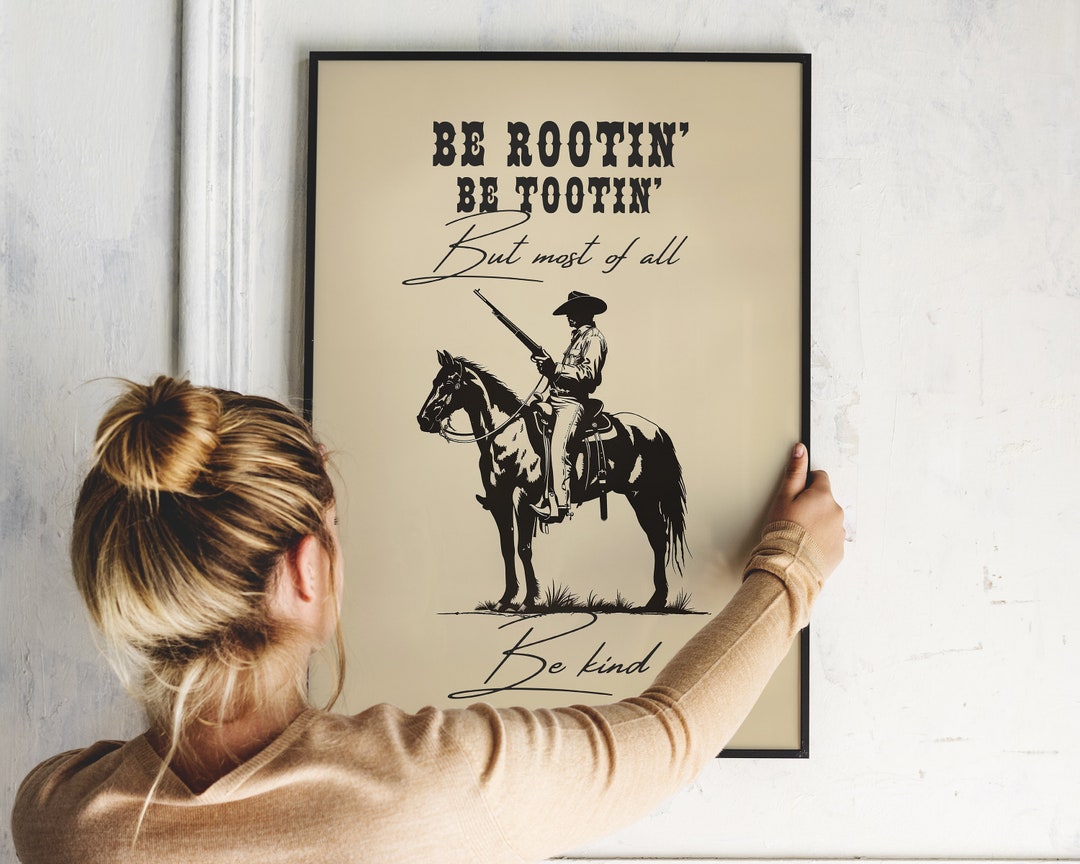 Western Vintage Cowboy Wall Art, Minimalist Western Art Horseback ...