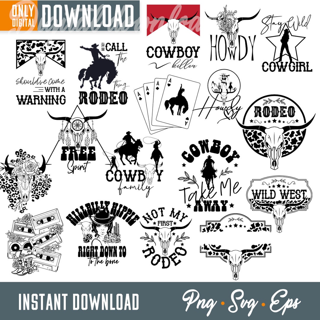 Western Designs Svg Bundle, Western Svg, Western Clipart, Rodeo Svg ...