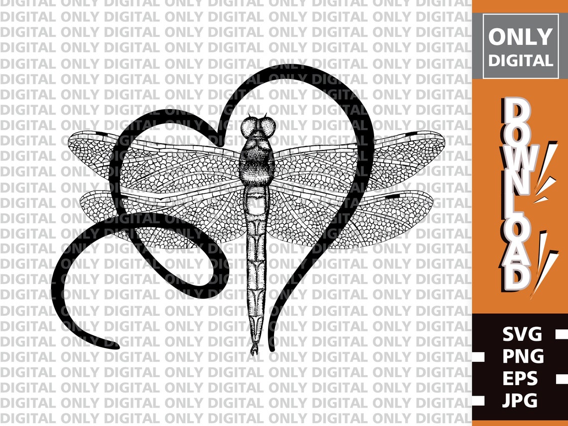 Dragonfly in heart svg love dragonfly svg dragonfly svg | Etsy