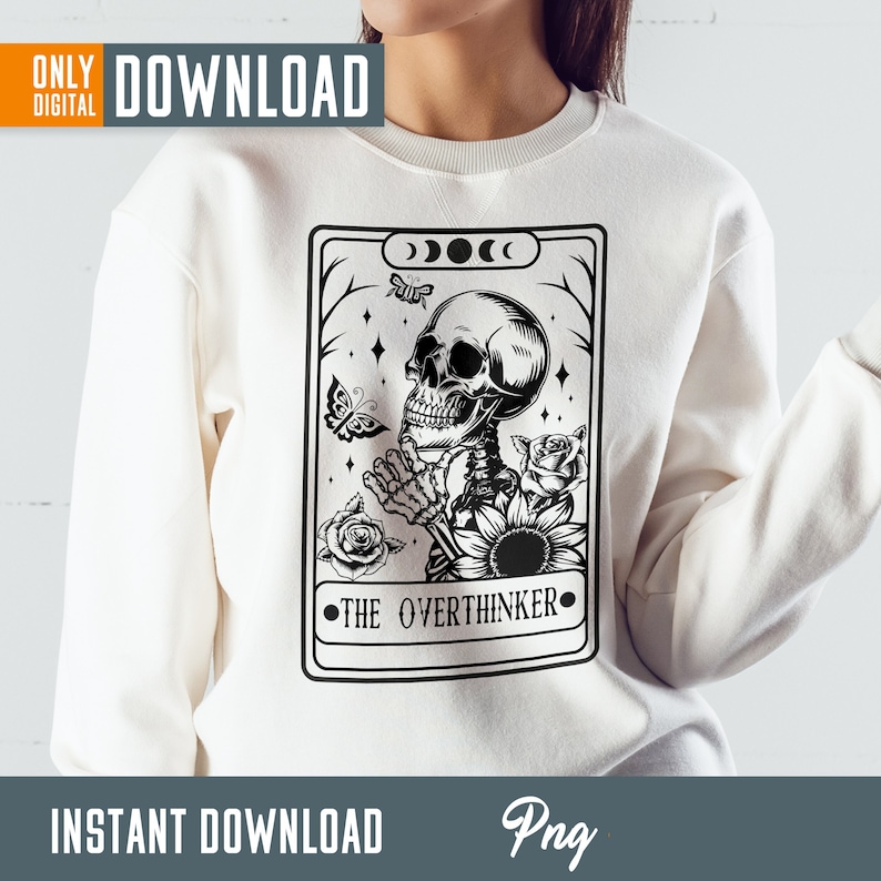Overthinker Skull Tarot Card PNG, Skeleton Digital Download - Etsy