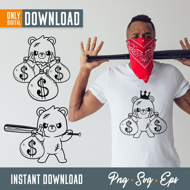 Money Clipart Money Svg Teddy Bear King Money Bag SVG Money - Etsy