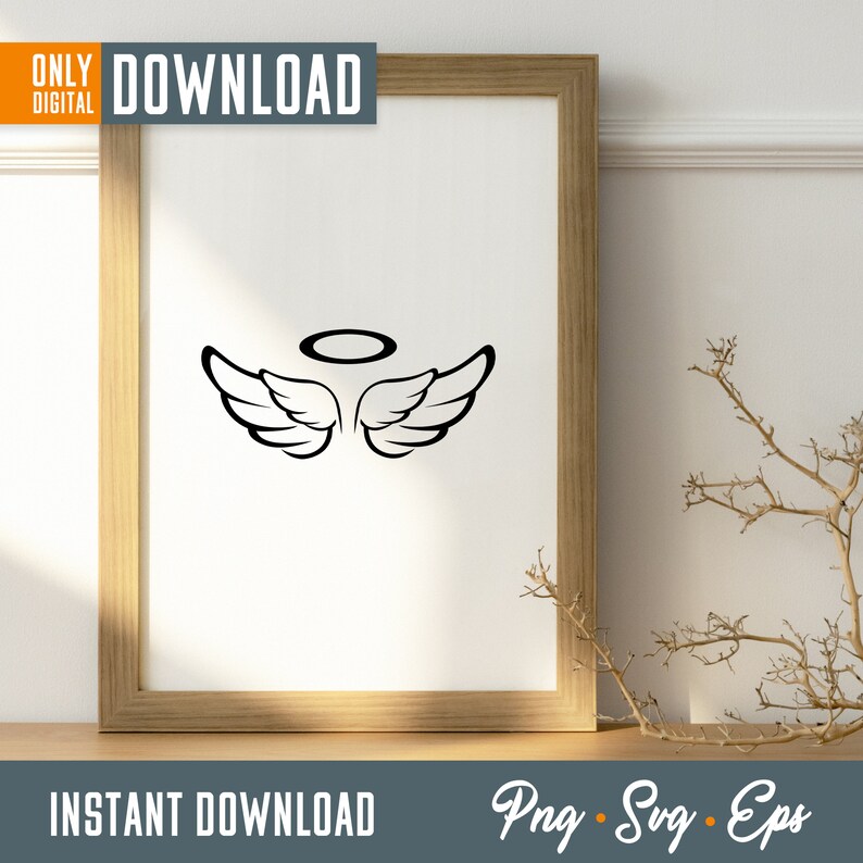 Angel Wings SVG Clipart, Halo, Memorial Design (digital Download) - Etsy