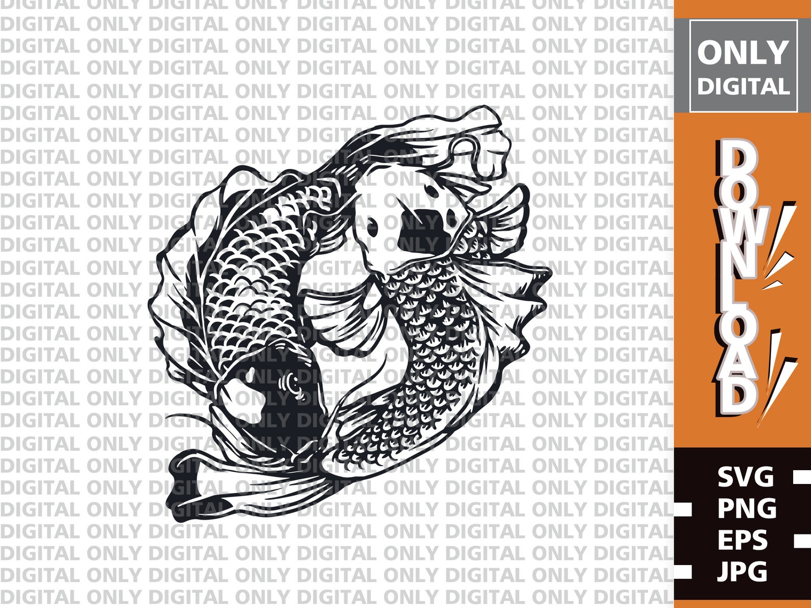 Koi Fish Svg, Koi Svg, Koi Carps Svg , Koi Fish Clipart , Asian Fish ...