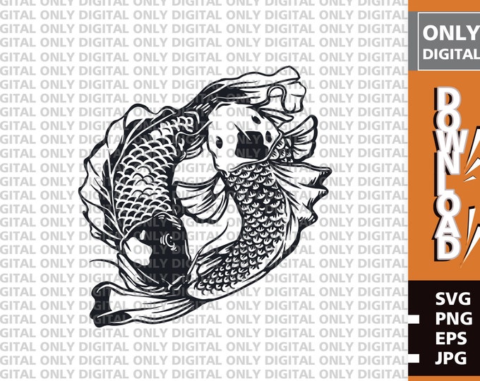 Koi Fish Svg, Koi Carps Svg, Koi Svg, Traditional Asian Oriental Art ...