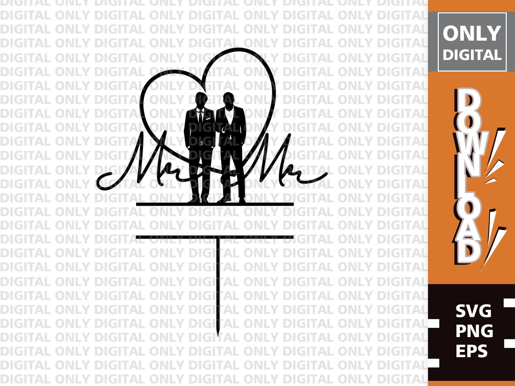 Gay Cake Topper Svg Bundle, Gay Wadding Cake Topper Vector File, Lgbt ...