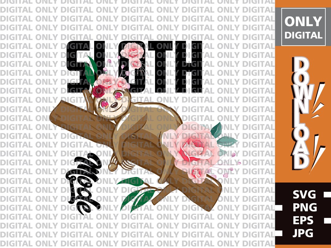 Floral Sloth (svg, Png, Jpg, Eps) (digital Download) - Etsy
