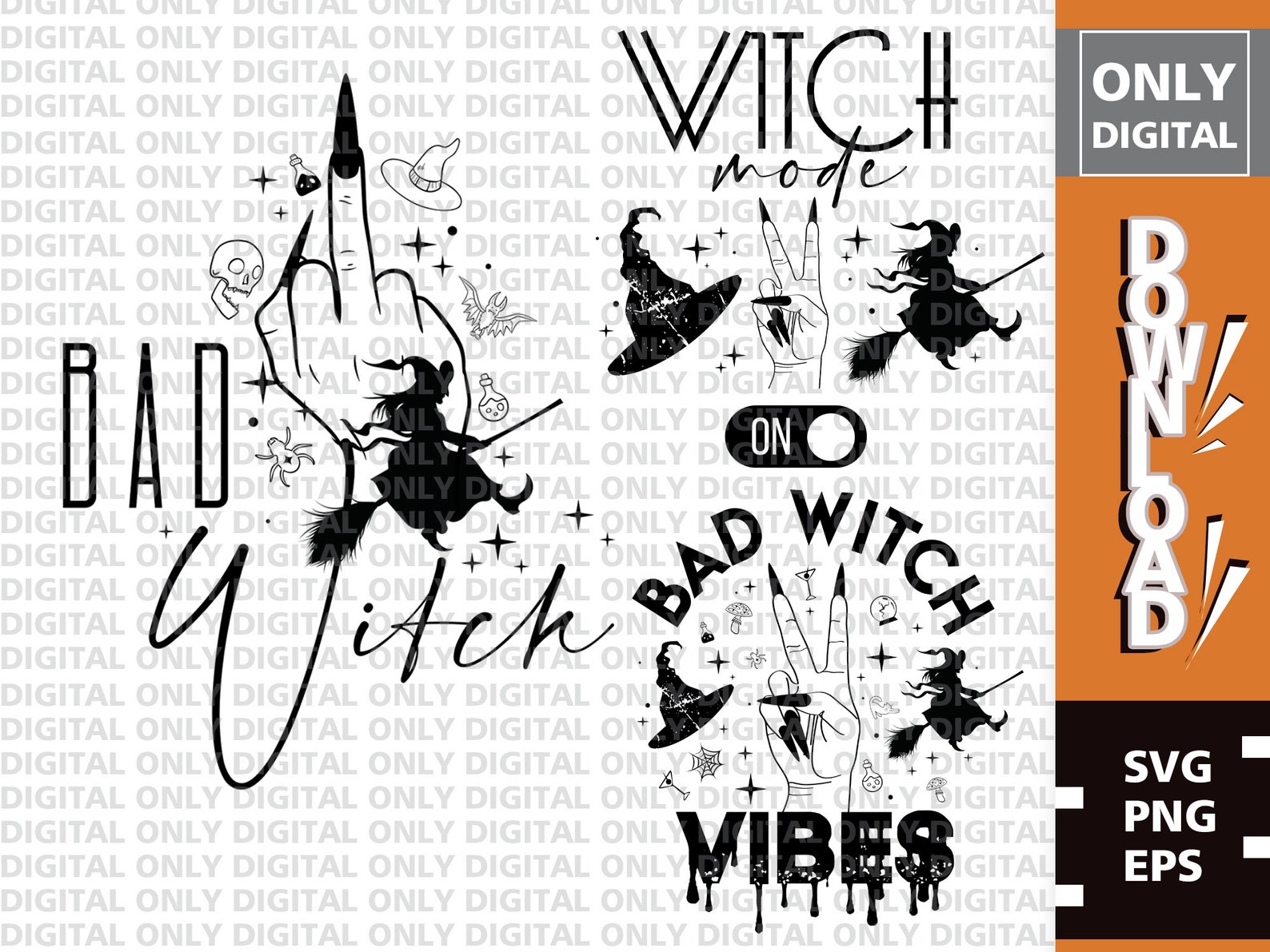 Bad Witch SVG Bundle, Witchy Clipart, Halloween Magic (digital Download ...