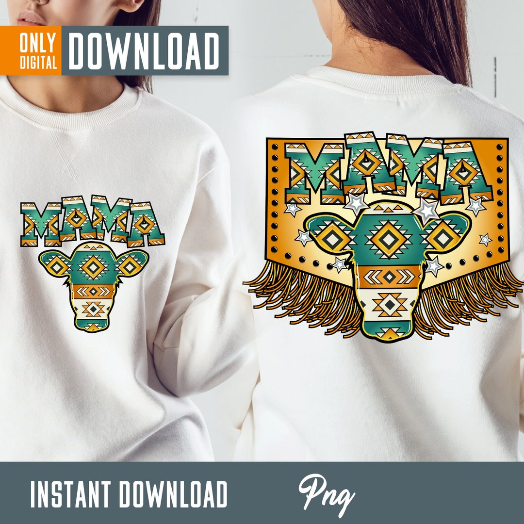 Retro Aztec Mama Cow PNG Bundle, Western Graphic (digital Download) - Etsy