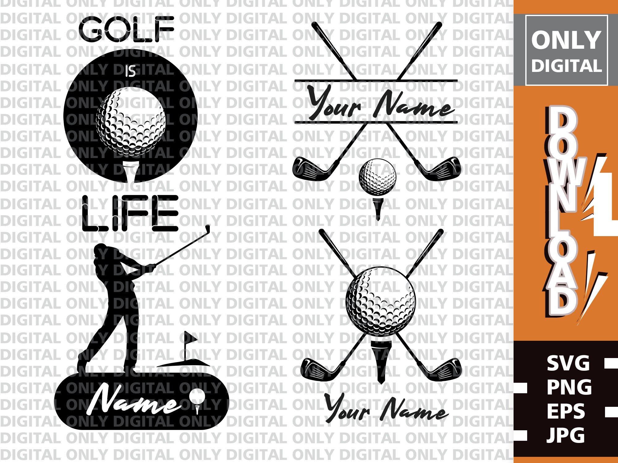 Printable golf svg Golf SVG Golf SVG Files Golf Name Frame | Etsy