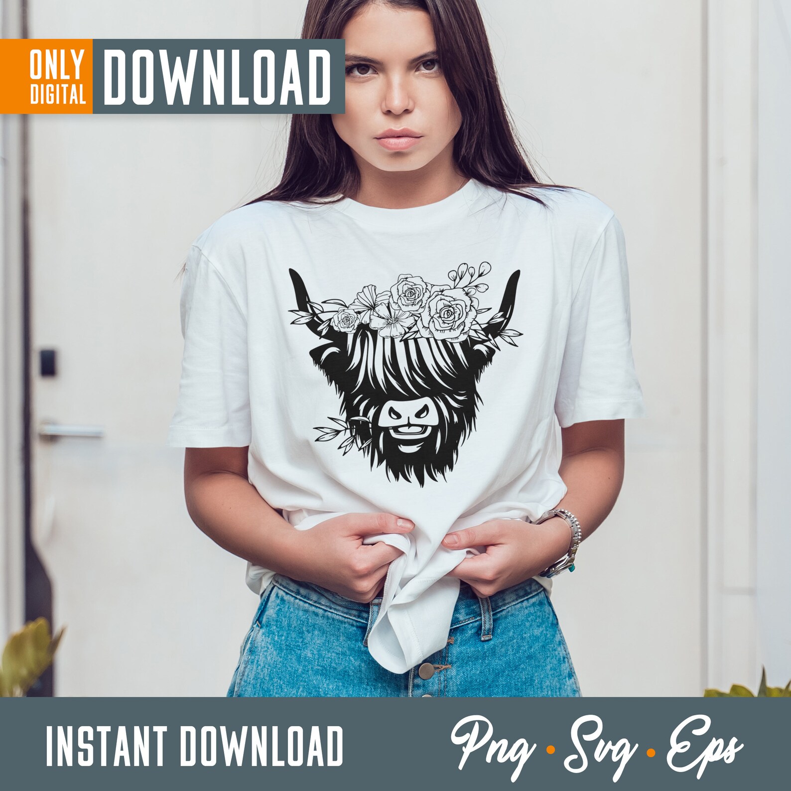 Floral Highland Cow SVG, PNG, EPS (digital Download) - Etsy