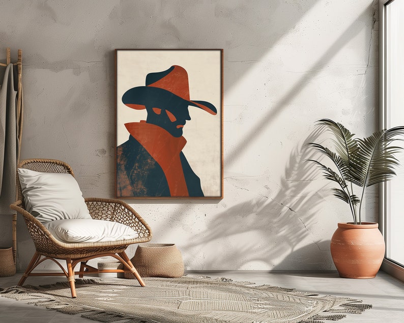 Vintage Cowboy Art Print, Minimalist Western Decor (digital Download ...