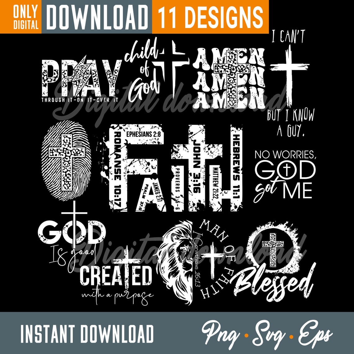 Christian SVG PNG Bundle: Faith, Scripture, Church (digital Download ...