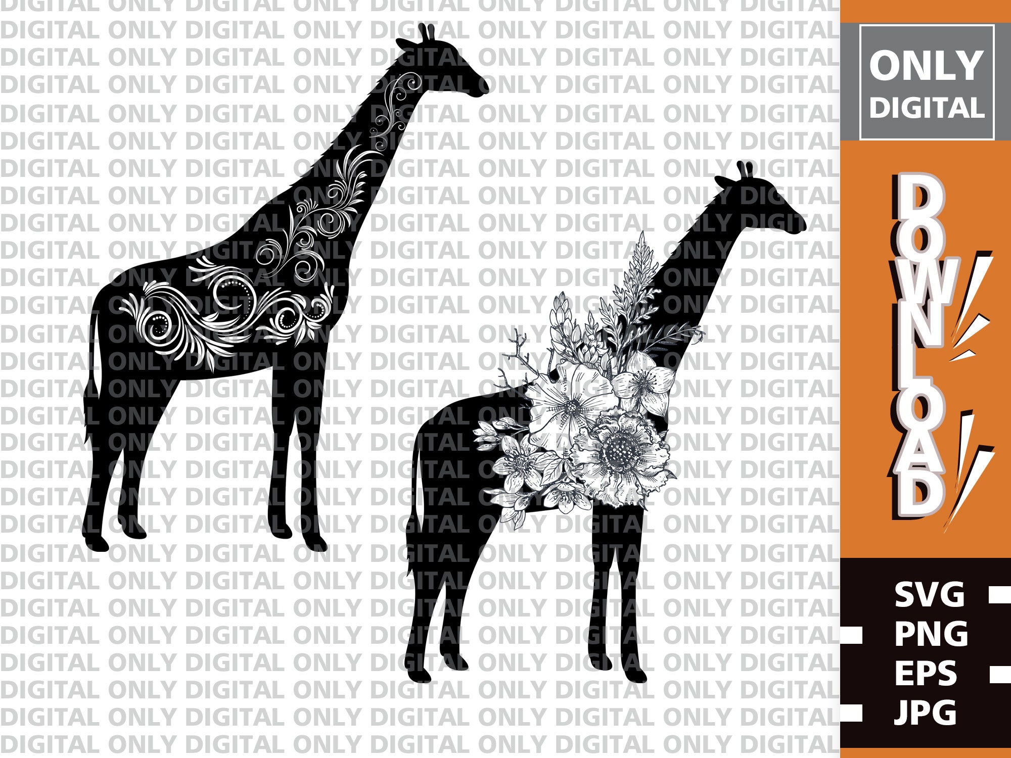 Jirafa svg Linda jirafa svg jirafa floral svg jirafa - Etsy México