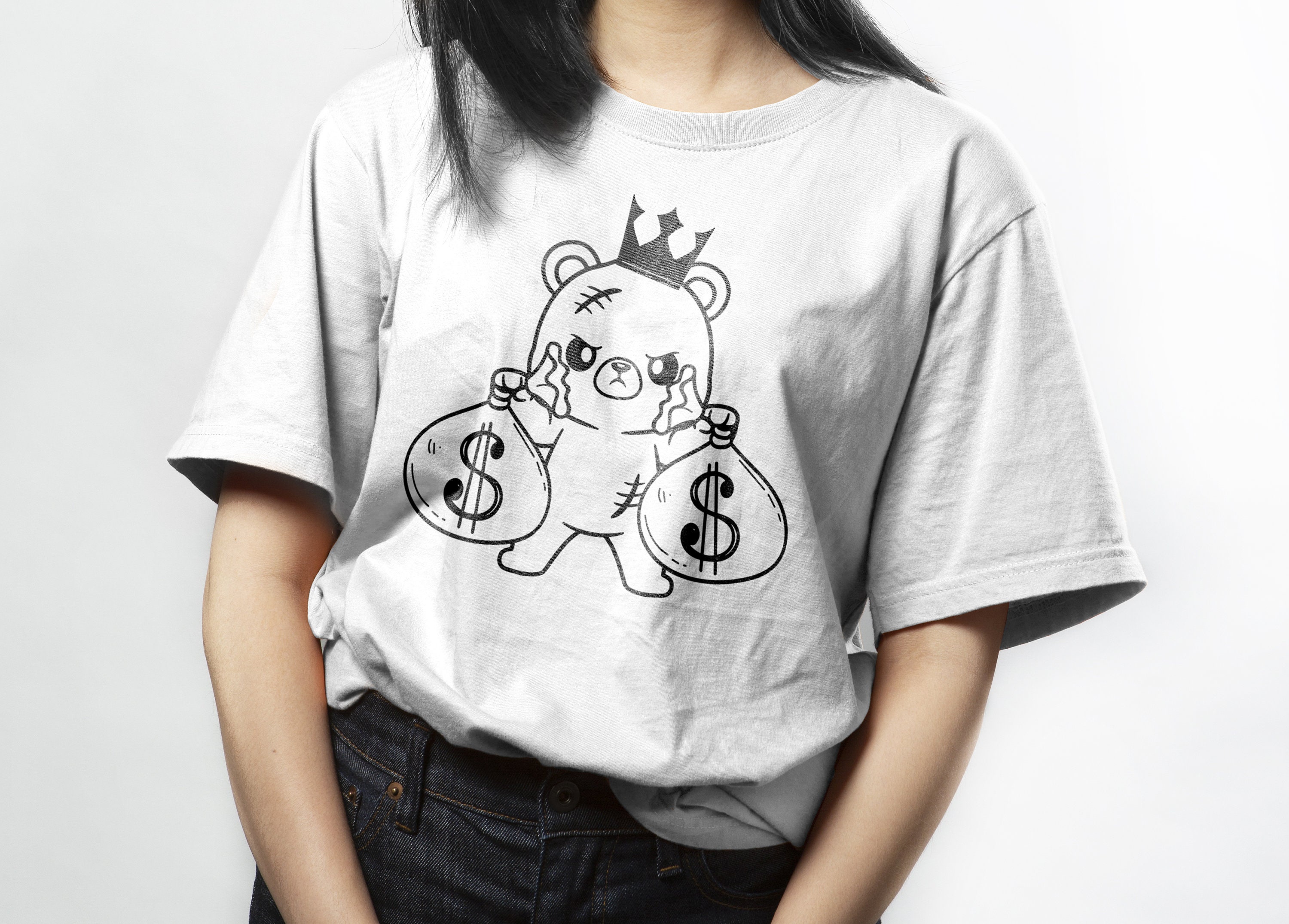 Money Clipart Money Svg Teddy Bear King Money Bag SVG Money - Etsy