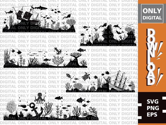 Sea Scene Svg Underwater World Svg Bundle Underwater - Etsy