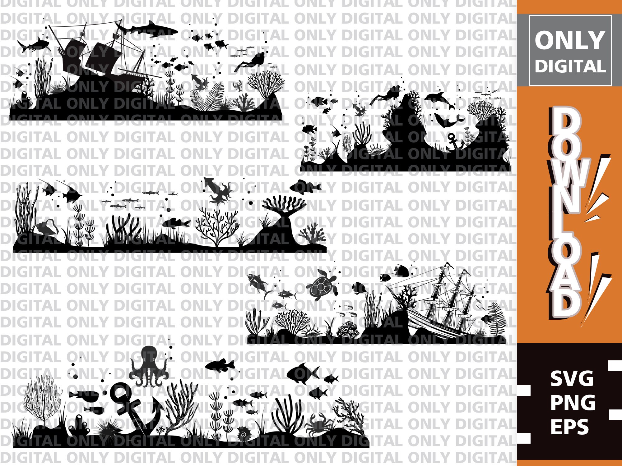 Sea Scene Svg Underwater World Svg Bundle Sea Underwater - Etsy