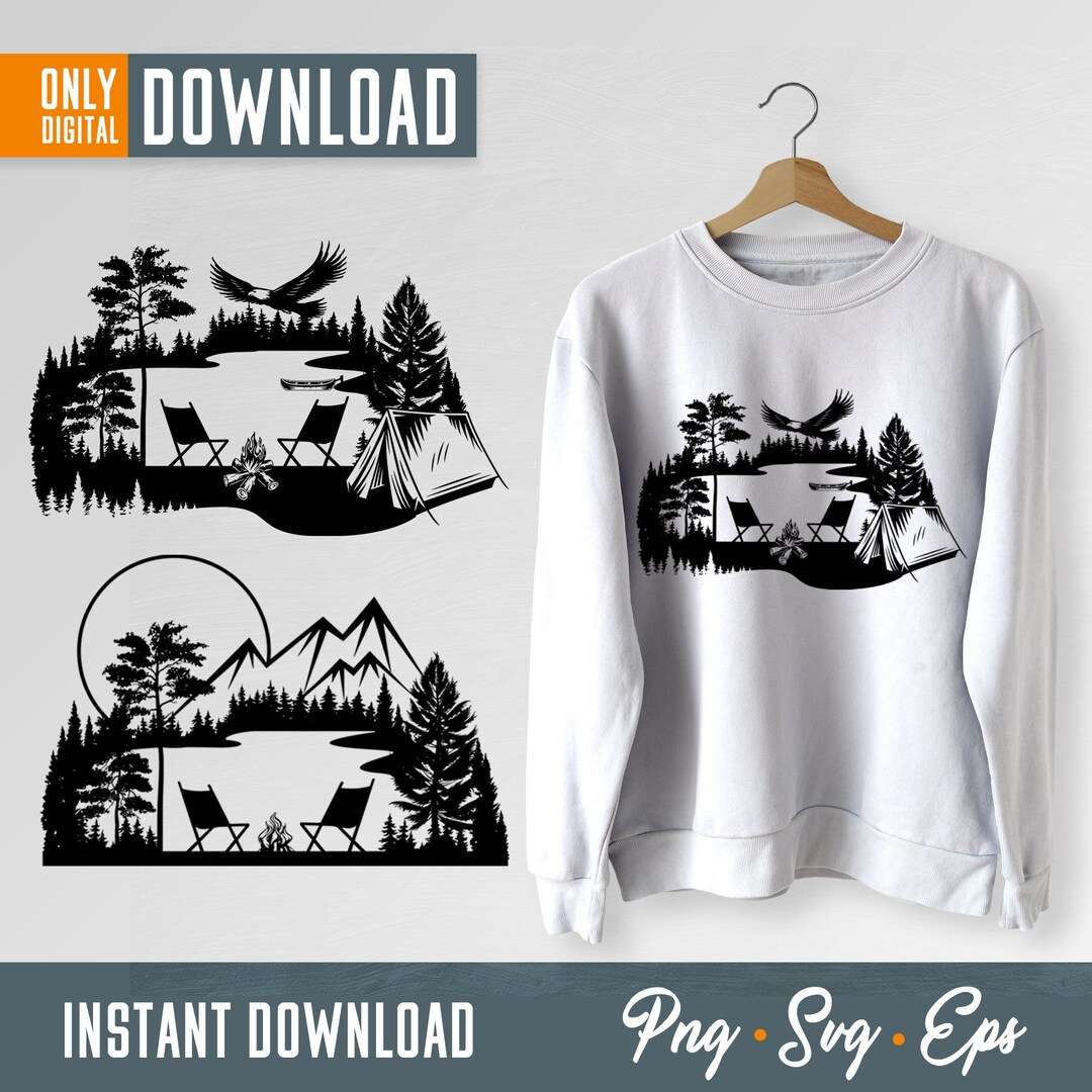 Camping Svg, Lake Life Svg, Lake Scene Adirondack Chair Svg, Lake House ...
