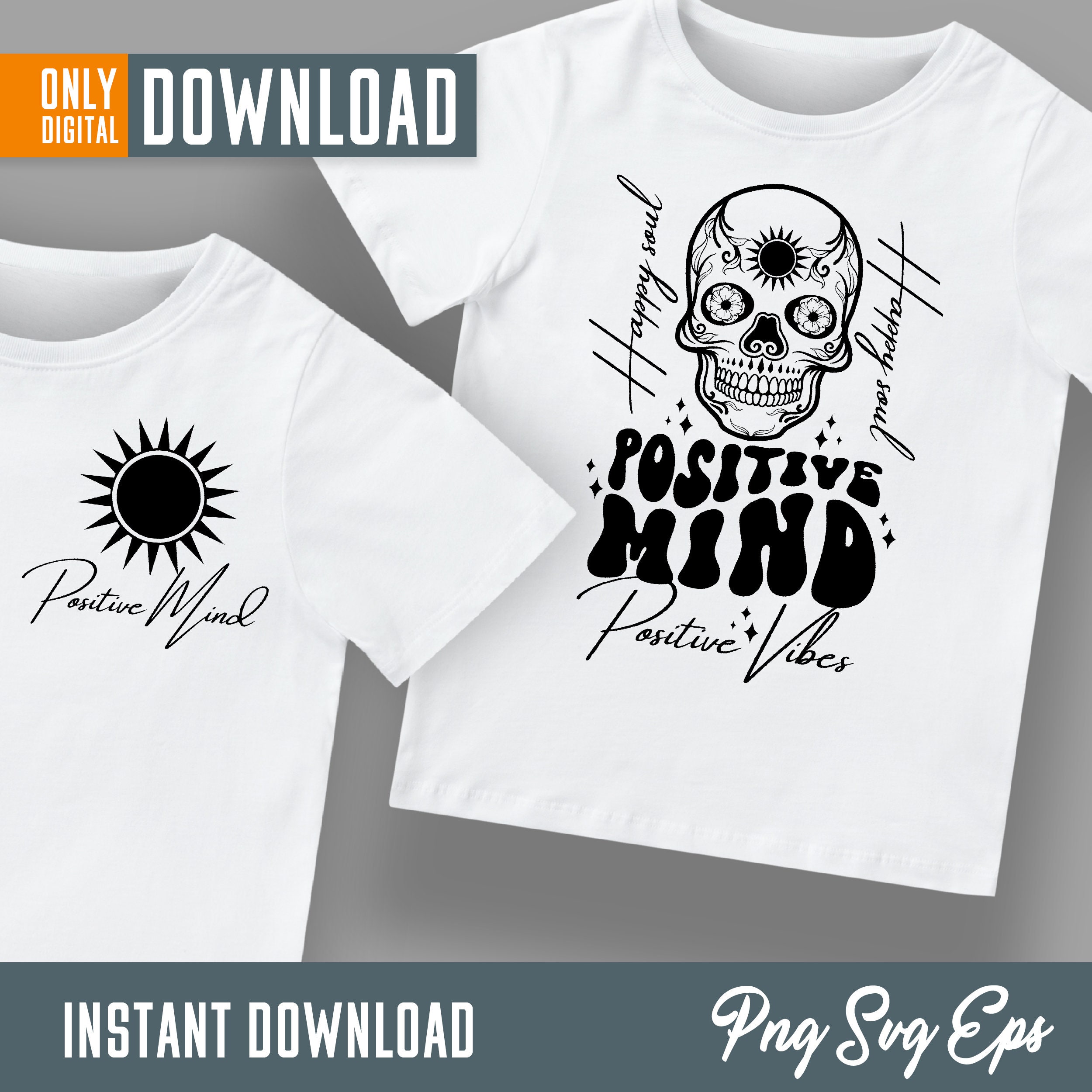 Positive Mind SVG Skull Svg Positive Mind Skull SVG - Etsy