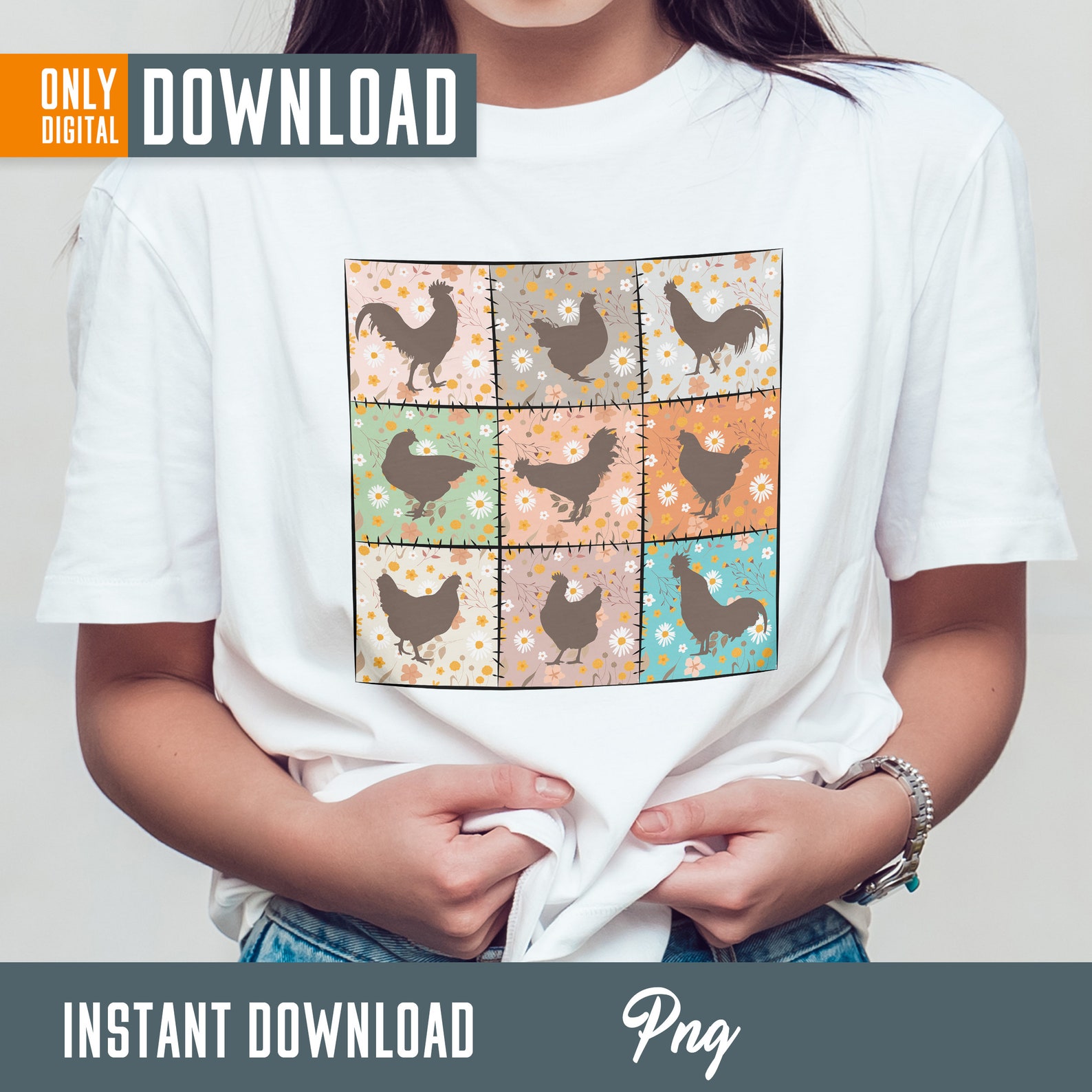 Retro Chickens Sublimation Design Png, Chicken Png, Chicken Clipart ...