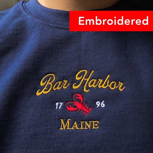 Bar Harbor Maine Sweatshirt Vintage Crewneck Embroidered | Etsy