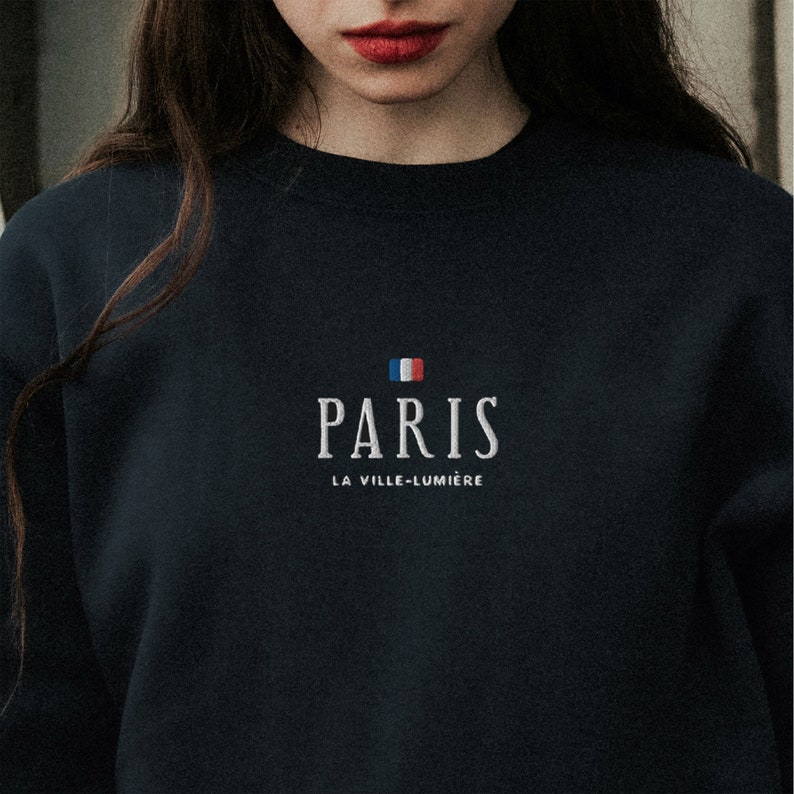 Paris Sweatshirt Vintage Crewneck Embroidered - Etsy
