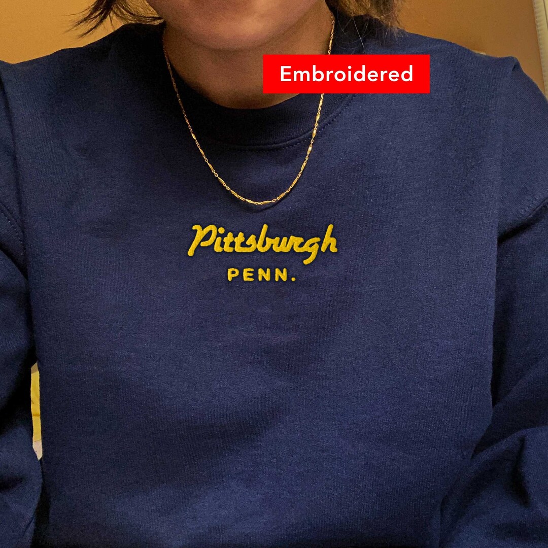 Pittsburgh Sweatshirt Embroidered, Vintage Pennsylvania Crewneck, Steel ...