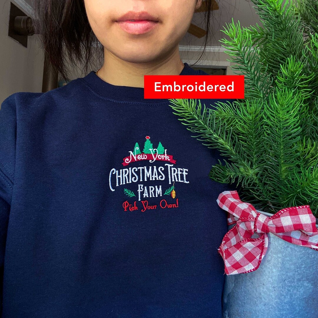 Christmas Tree Farm, Vintage Christmas Sweatshirt Embroidered - Etsy
