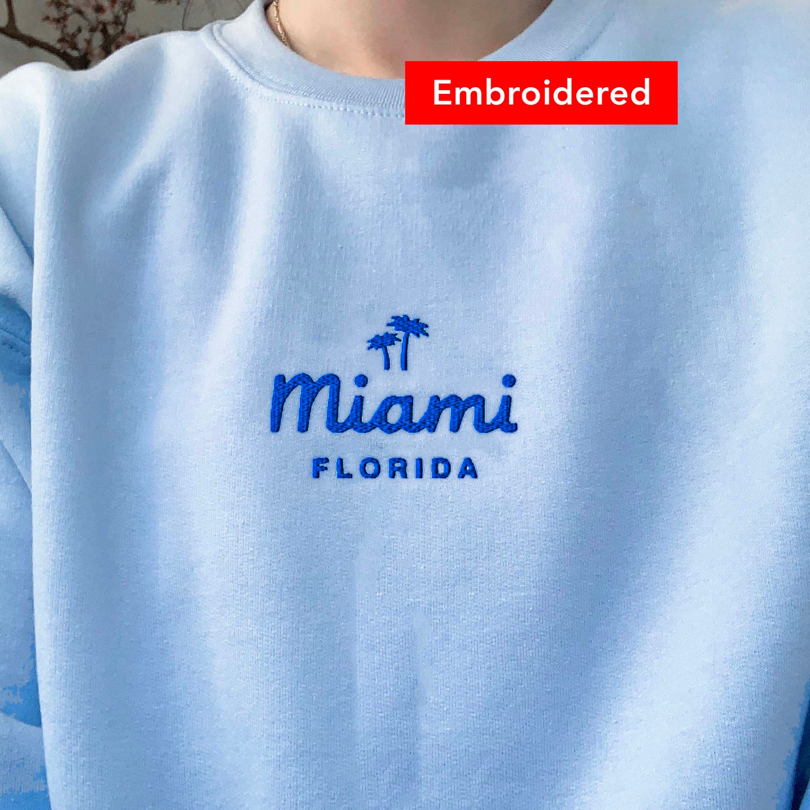 Miami Sweatshirt Vintage Crewneck, Florida Beach Shirt Embroidered ...