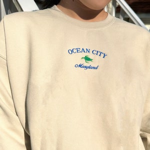 Ocean City Maryland Sweatshirt, Embroidered Turtle Crewneck - Etsy