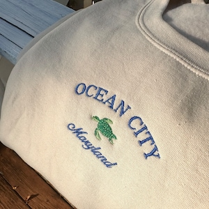 Ocean City Maryland Sweatshirt, Embroidered Turtle Crewneck - Etsy