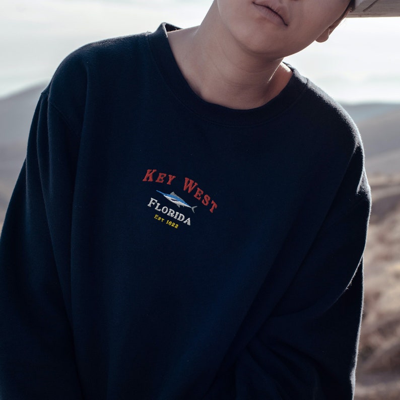Key West Vintage Sweatshirt Crewneck Embroidered Oversized - Etsy