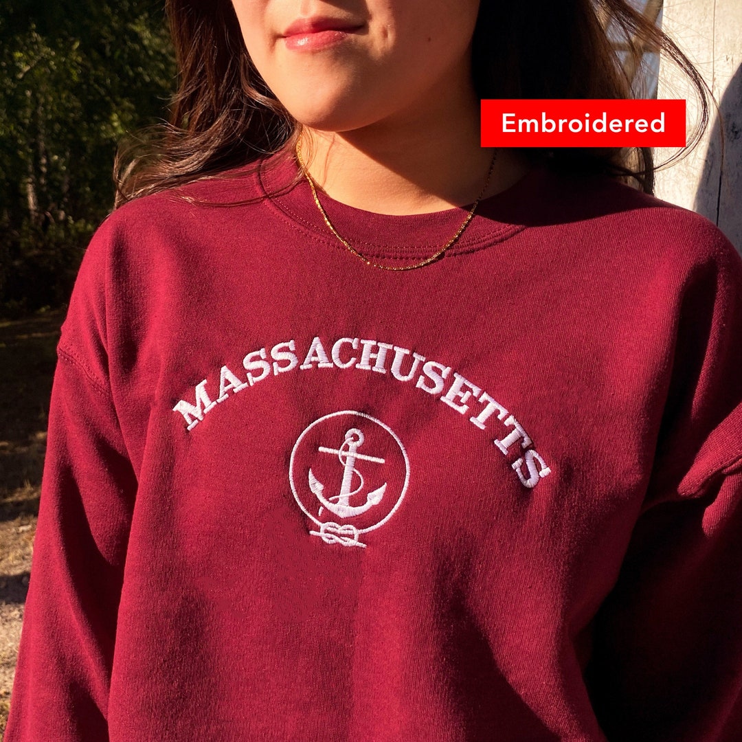 Vintage Massachusetts Sweatshirt Embroidered, State Crewneck, Boston ...