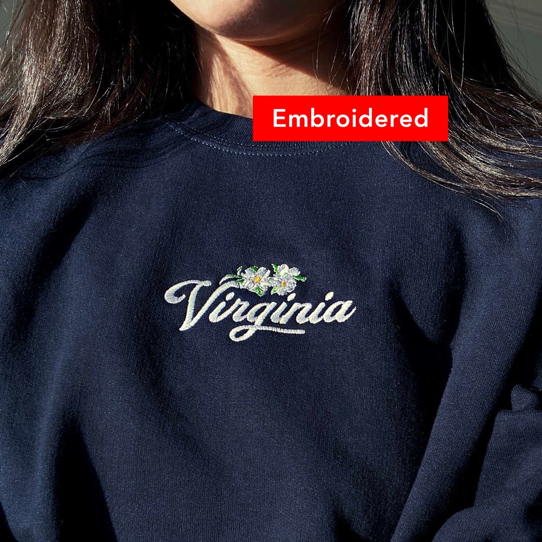 Virginia Vintage Sweatshirt, Retro Flower Crewneck Embroidered - Etsy