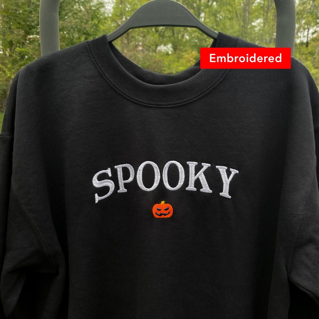 Spooky Sweatshirt, Embroidered Pumpkin Crewneck, Vintage Halloween - Etsy