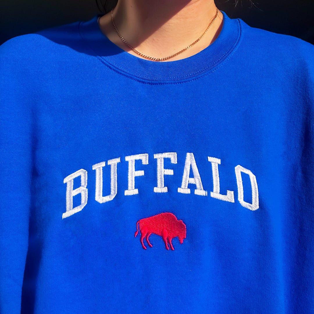 Buffalo Embroidered Sweatshirt, Vintage Buffalo Ny Football Crewneck ...