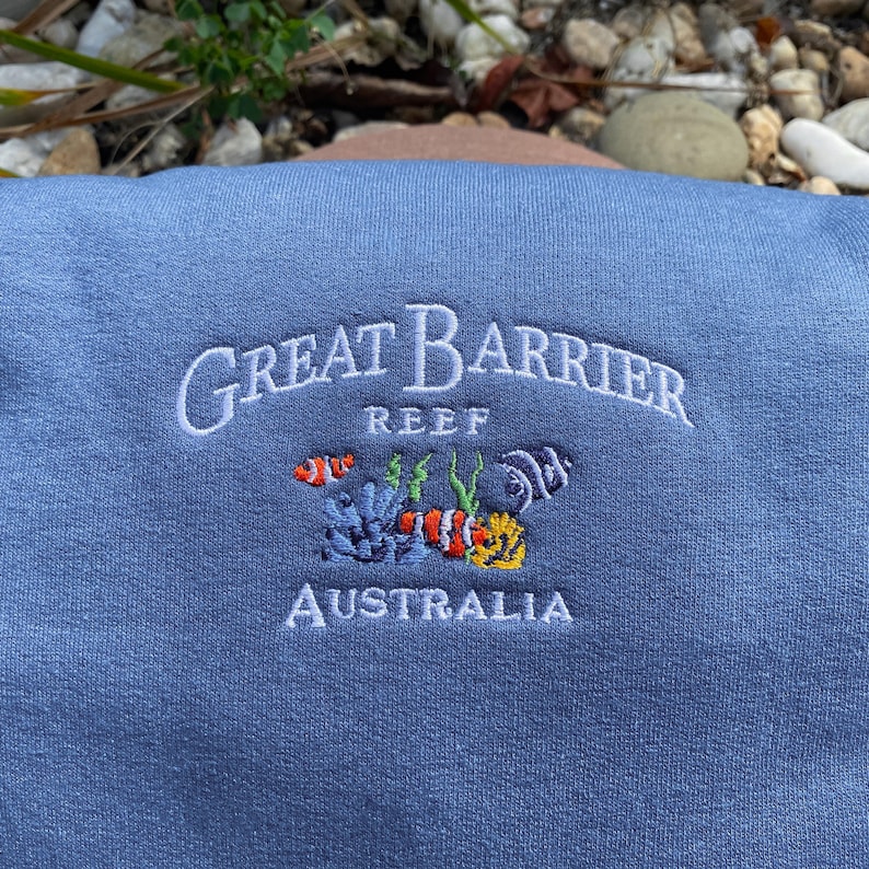 Embroidered Great Barrier Reef Sweatshirt, Vintage Australia Crewneck ...