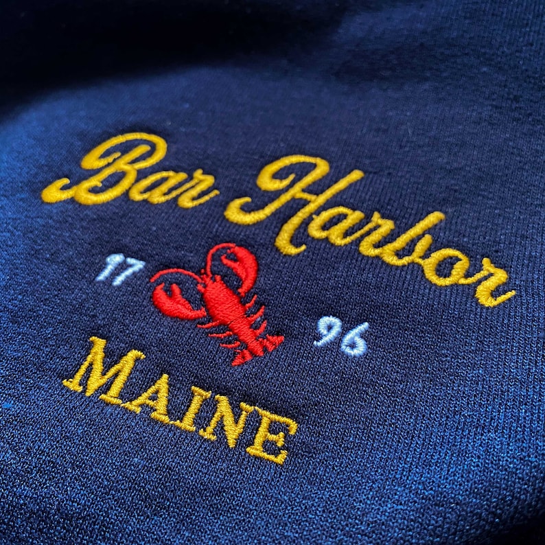 Bar Harbor Maine Sweatshirt, Vintage Crewneck Embroidered, Lobster ...
