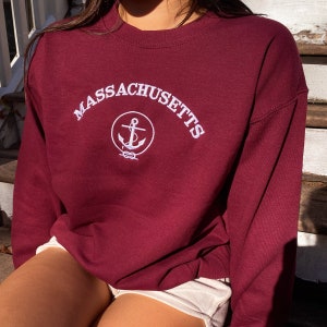 Vintage Massachusetts Sweatshirt Embroidered, State Crewneck, Boston ...