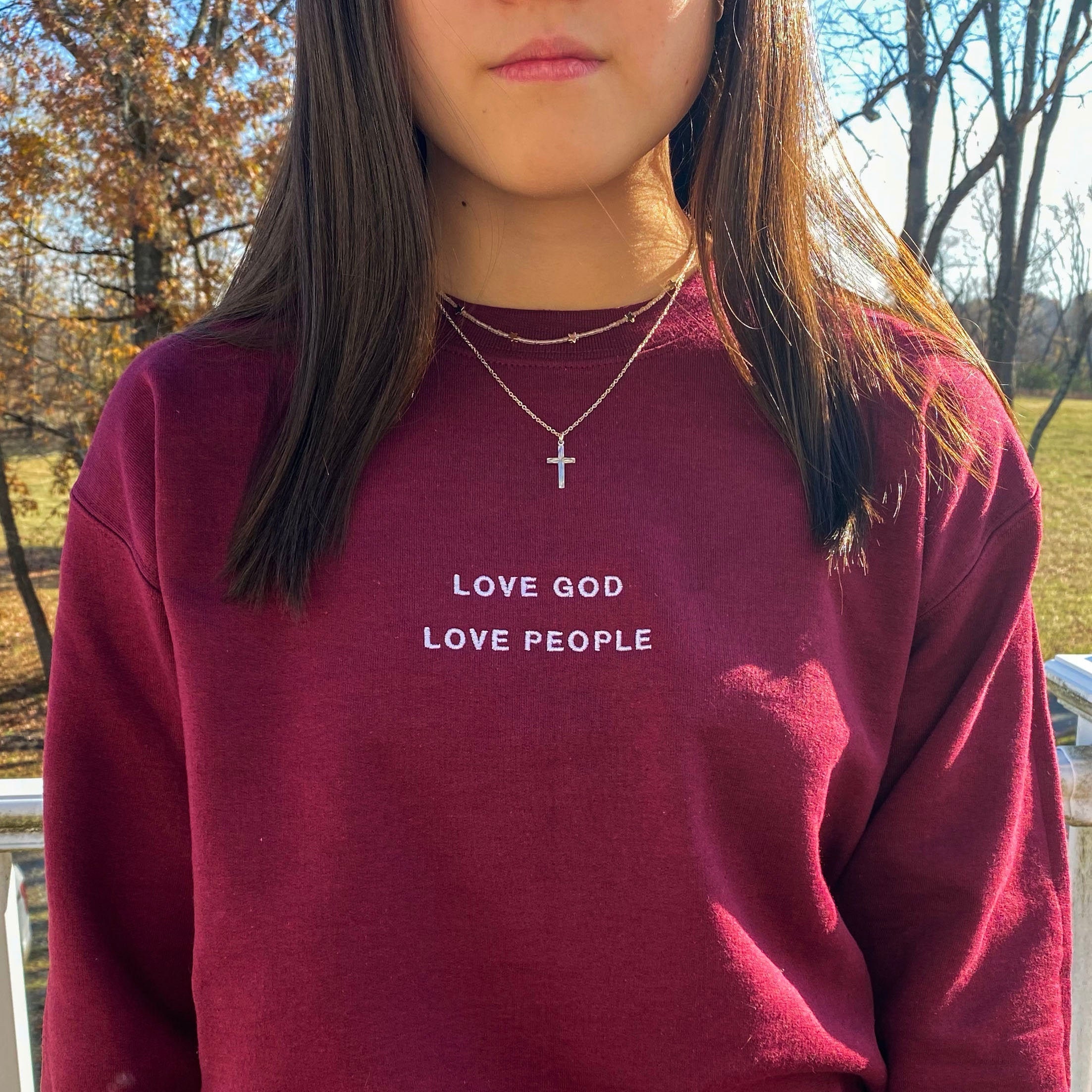 LOVE GOD Christian Crewneck Sweatshirt Embroidery - Etsy